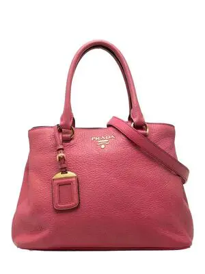 Prada Prada Vitello Daino Convertible Tote Satchel Pink