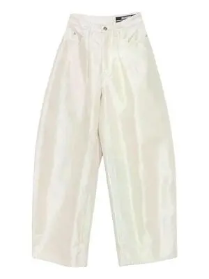 Jacquemus Jacquemus De Nîmes Ovalo Metallic-Finish Wide-Leg Jeans Neutrals