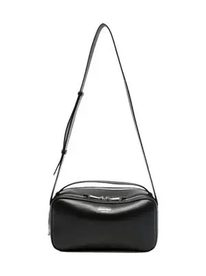 Emporio Armani Logo Stamp Leather Shoulder Bag - Black