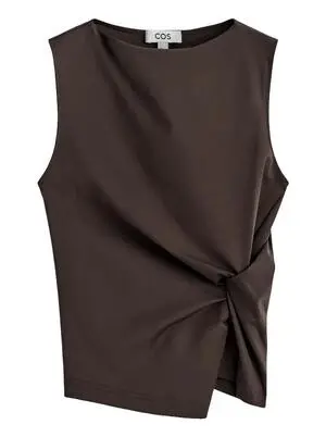 Cos COS Twist-Detail Jersey Top Brown