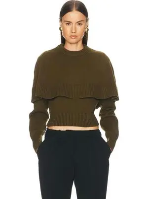 Ronny Kobo Evian Knit Sweater With Attached Capelet - Olive