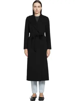 Max Mara S Max Mara Wool Broadcloth Wrap Coat Black