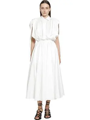 Givenchy High Collar Ruched Shirt Dress - White