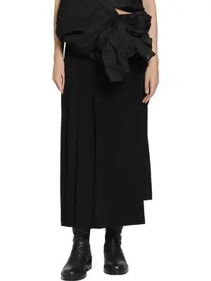 YOHJI YAMAMOTO Yohji Yamamoto Pleated Wrap Skirt In Black Crepe De Chine