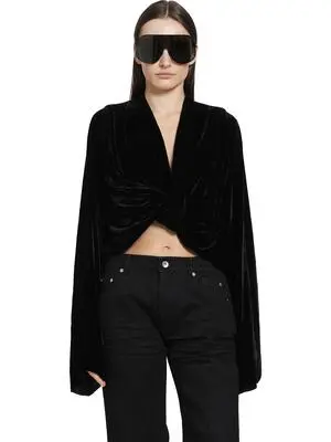 Rick Owens RICK OWENS Twisted Velvet Wrap Top Black