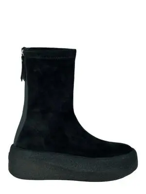 VIC MATIE Stretch Suede Platform Ankle Boots - Black