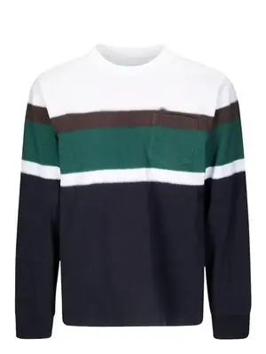 Sacai Chusen Dyed Striped Long Sleeved T-shirt - Black