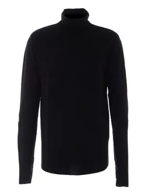 THOM KROM High Neck Sweater With Thumbholes - Black