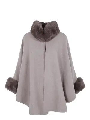 TWINSET Twinset Faux Fur Trimmed High Collar Cape
