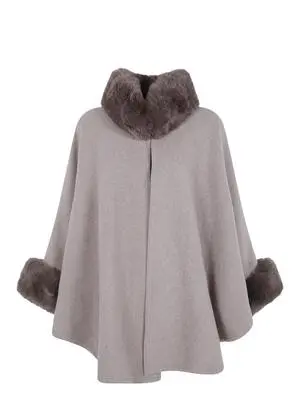 TWINSET Twinset Faux Fur Trimmed High Collar Cape
