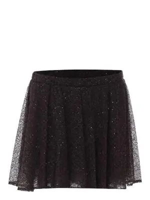 TWINSET Sequin-embellished Tiered Lace Mini Skirt - Black