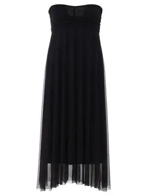 TWINSET Off-shoulder Flared Maxi Dress In Tulle - Black