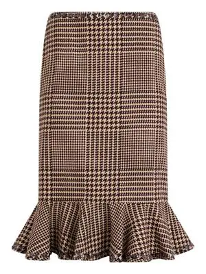 Giuseppe Di Morabito Houndstooth Ruffled Midi Skirt - Brown