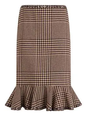 Giuseppe Di Morabito Houndstooth Ruffled Midi Skirt - Brown