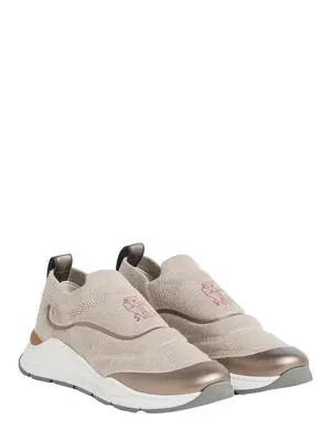 Brunello Cucinelli Knitted Slip-on Sneakers - Beige