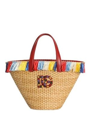 DOLCE & GABBANA Dolce & Gabbana Raffia Coffa Bag With Embroidered Patch And Fringed Trim
