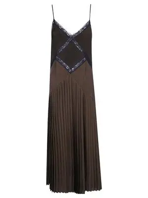 TWINSET Lace-trimmed Pleated Midi Dress - Black