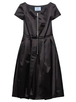 Prada Duchesse Silk Dress With Zip Closure - Black