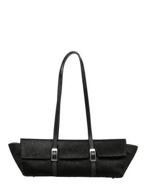 ELLEME PARIS Elleme Paris Black Calf Leather Pony Hair Foldover Top Bag