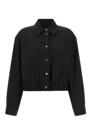 Max Mara Cropped Shirt Jacket With Elasticated Hem - Black