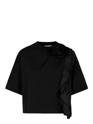 MAX MARA Max Mara Frilly Jersey T-Shirt With Rose Embellishment