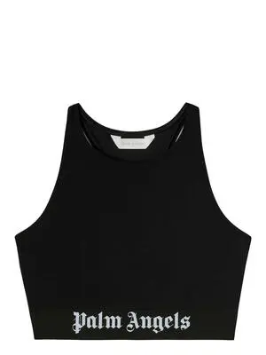 Palm Angels Cropped Strappy Tank Top - Black