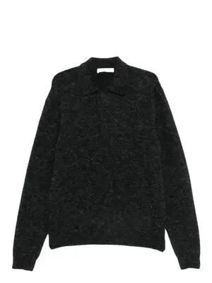 SUNFLOWER Long-sleeved Knitted Polo Shirt Grey