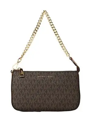 Michael Kors Signature Monogram Chain Clutch Bag - Black