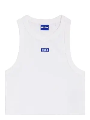 Hugo Boss Ribbed Tank Top With Logo Detail - White