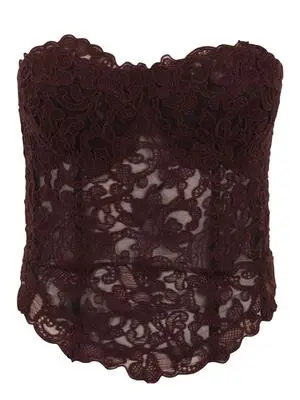 Ermanno Scervino Embroidered Lace Bustier Top - Red