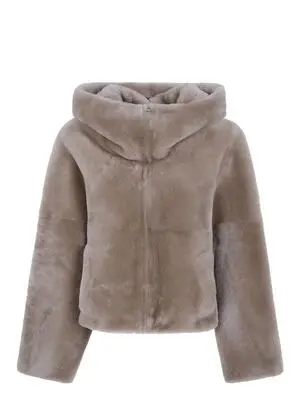 BLANCHA Blancha Hooded Zip-Up Wool-Lined Jacket Hazelnut