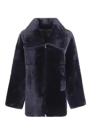 BLANCHA Zip-up Shearling Jacket - Black