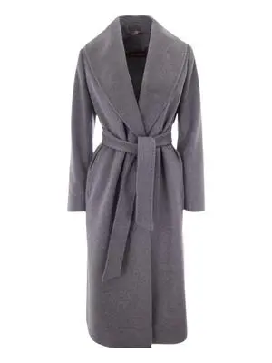 Max Mara Max Mara Studio Loriana Belted Waist Coat Gray