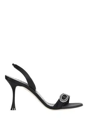 Manolo Blahnik Round Toe High-heeled Sandals With Crystal Buckle - Black