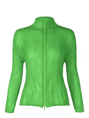 Issey Miyake Plissé-effect Zip-up Jacket - Green