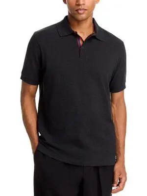 Paul Smith Stripe Placket Cotton Polo Shirt - Black