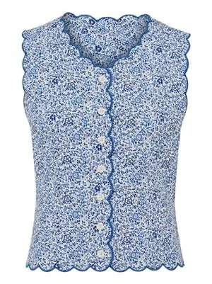 MONTCE Petite Fleur Scalloped Vest - Blue