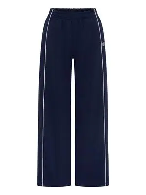 BONDI ACTIVE Navy Wide Leg Pants With Contrast Piping - Blue