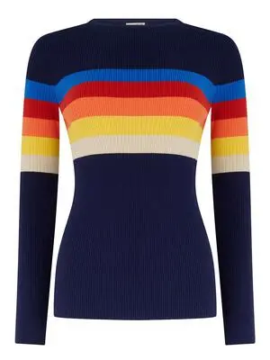 SUGARHILL BRIGHTON Sugarhill Brighton Navy Ombre Stripe Fine Knit Jumper