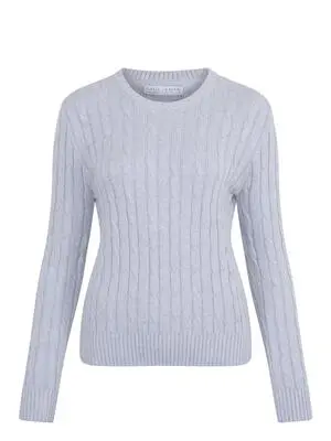 PAUL JAMES KNITWEAR Cotton Cable Crew Neck Jumper - Grey