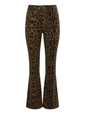 TRAFFIC PEOPLE Leopard Print Flared Trousers - Brown