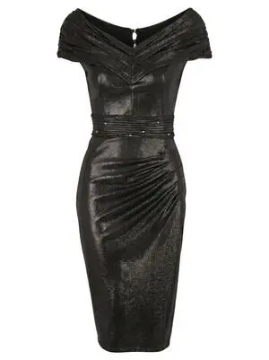 LUNA FASHION HOUSE Off-shoulder Metallic Cocktail Dress - Black/grey