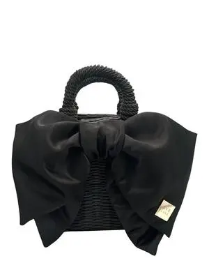 RYE LINE Amélia Bow Noir Woven Basket - Black