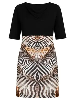 CONQUISTA Conquista Zebra Print Contrast Dress