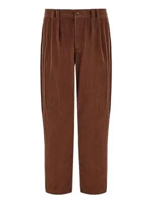 Canali Cotton Corduroy Double Pleat Pants - Brown