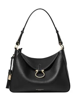 ASPINAL OF LONDON Grained Leather Ella Shoulder Bag - Black