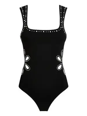 Sandro Embellished Cut-out Bodysuit - Black