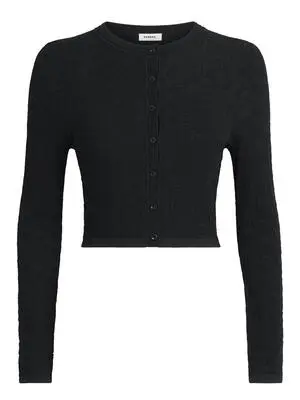 Sandro Pointelle Knit Cropped Cardigan - Black