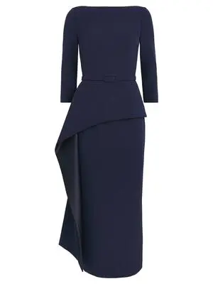 Safiyaa Ruffled Peplum Midi Dress - Navy