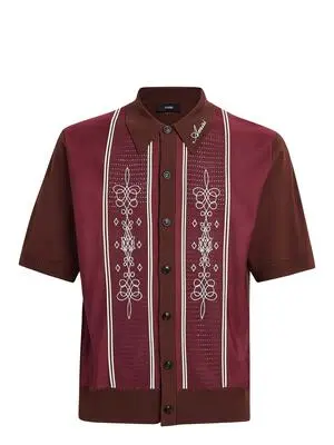 Amiri Wool-blend Panelled Knit Shirt - Red